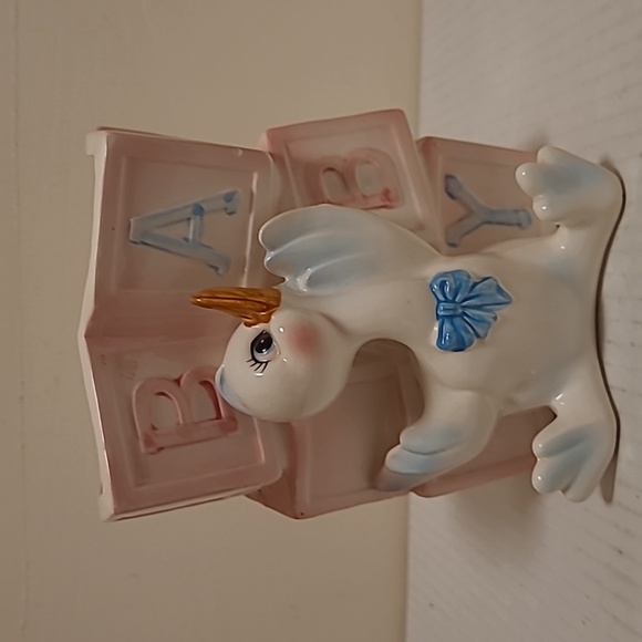 Lefton | Accents | Vintage Lefton Baby Stork And Blocks Ceremic Nursery ...
